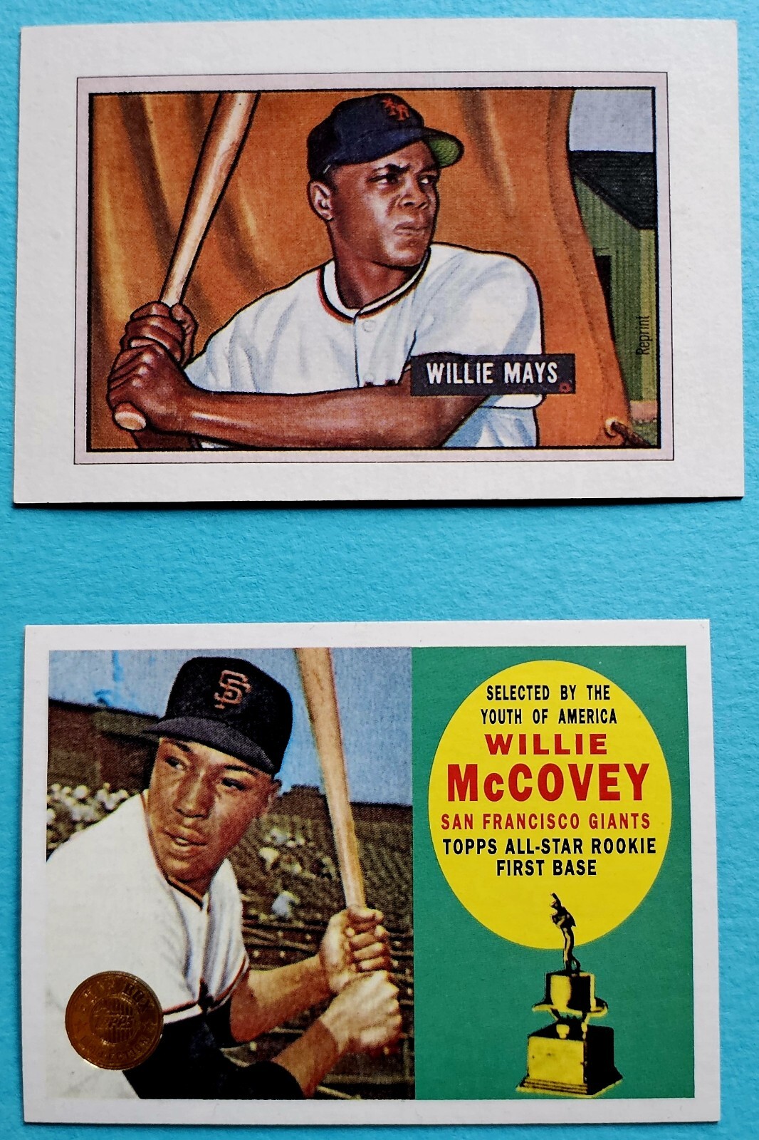 1951 Bowman REPRINT Rookie Willie Mays 1960 Topps Willie McCovey RC RP ...