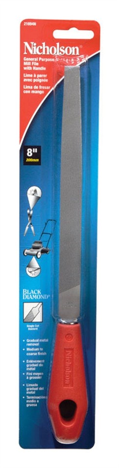 Nicholson 21694NN Red Plastic Handle Steel Mill Single Cut Bastard File ...