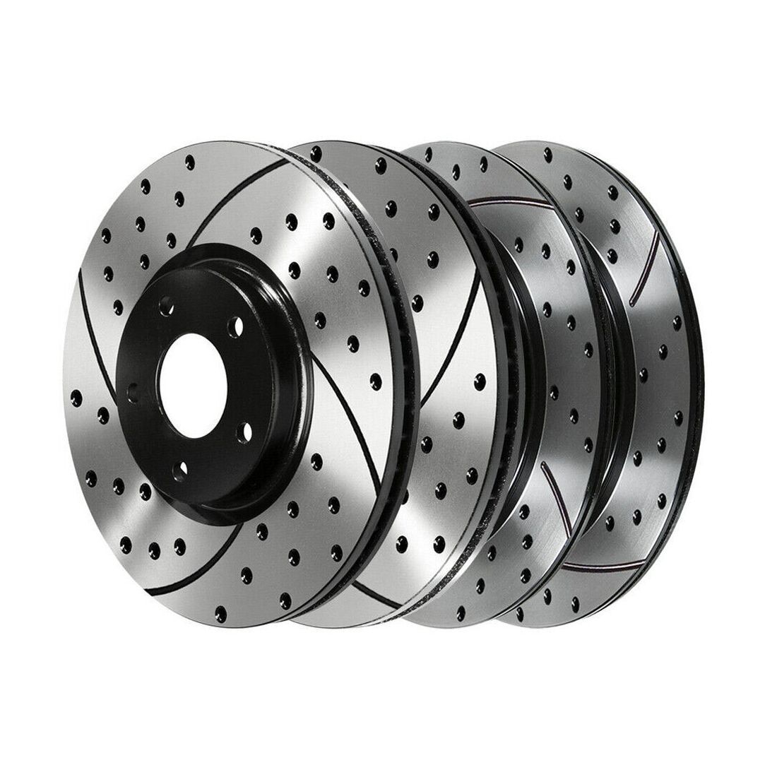 Front & Rear Drilled Slotted Brake Rotors Black Set of 4 for Nissan ...