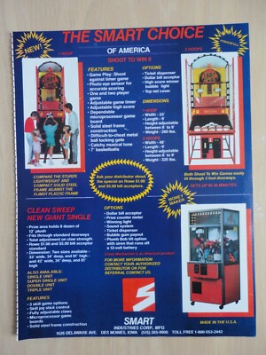 Trade Ad The Smart Choice Crane Arcade Games Original Magazine Pull Out ...