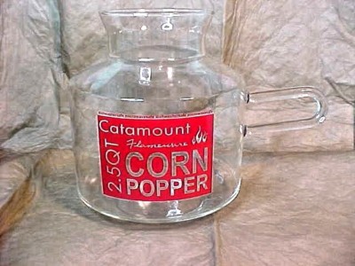 POPCORN Catamount Glass FLAMEWARE Microwave Corn Popper 2.5-Quart Red ...