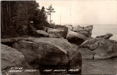 Postcard RPPC Real Photo BROKEN ROCKS, PORT AUSTIN, MICH. Circa 1948 ...