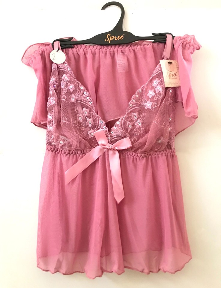 NWT Spree Sheer mesh camisole and Shorts sexy Lingerie Sleep Set, S,M,L ...