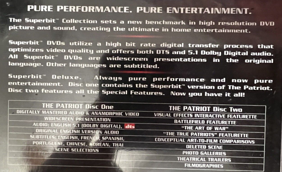 The Patriot (DVD - 2-Disc Set, Superbit Deluxe) Mel Gibson ...