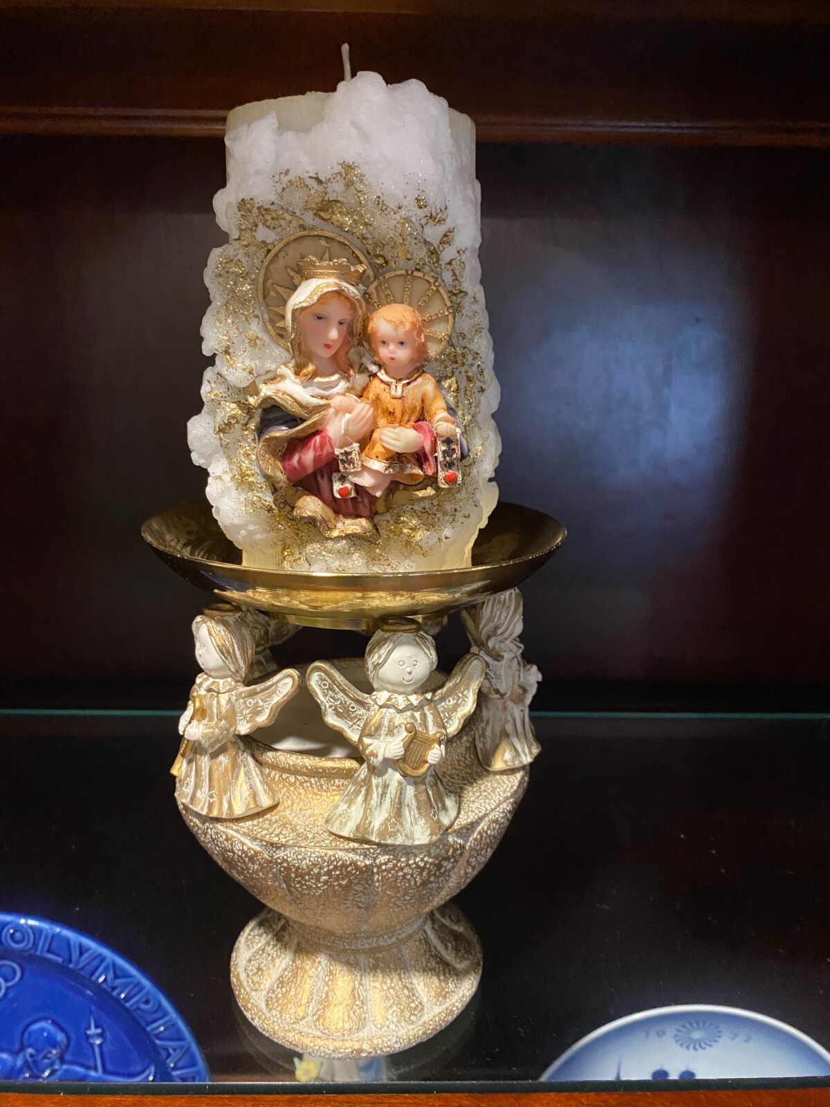 Religious Decorative Candle of Angels & Base, 12" Tall | eBay