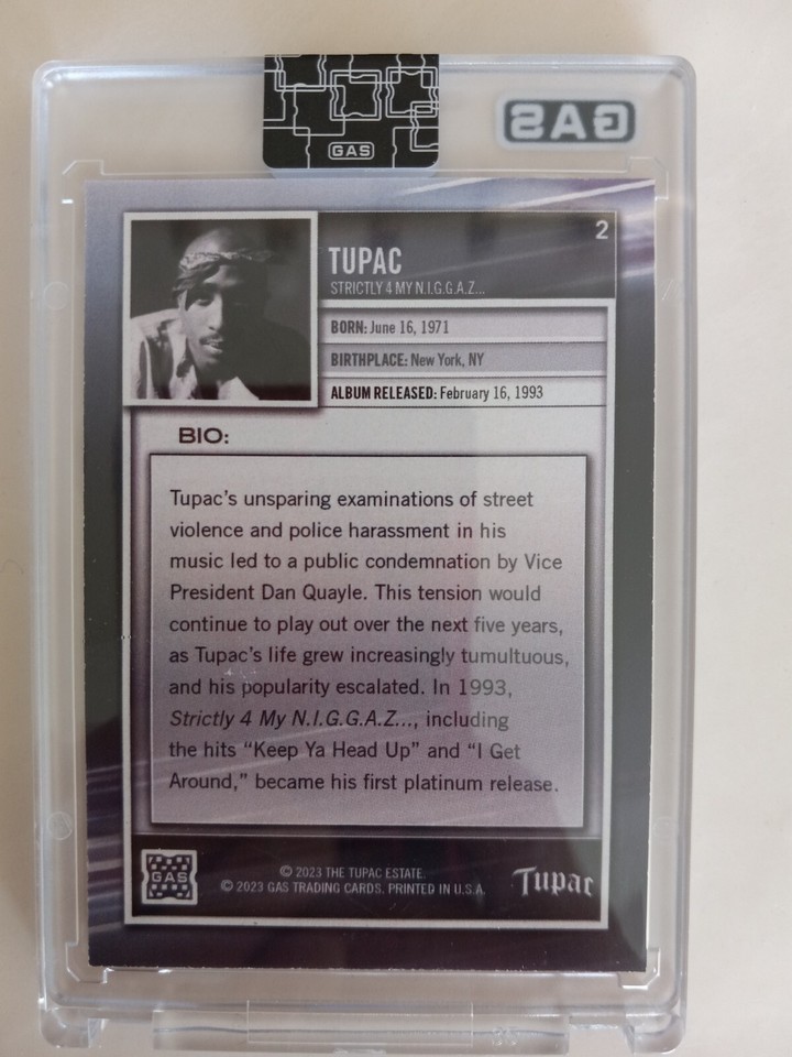 Tupac Shakur 2Pac 2023 G.A.S. trading card #2 (official licensed) print ...