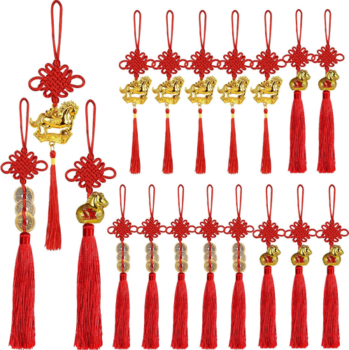 18 Pcs 2026 Chinese Year Horse Lucky Charms Red Hanging Chinese Feng ...