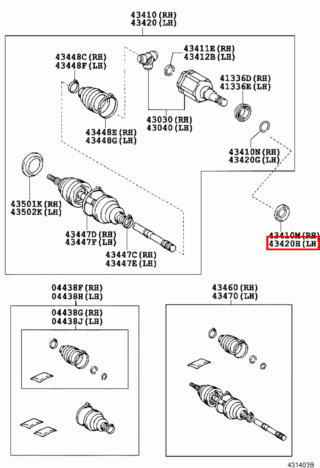 Genuine Toyota Hilux TGN26 KUN26 KUN25 GGN25 Front Inner Left LH Axle ...