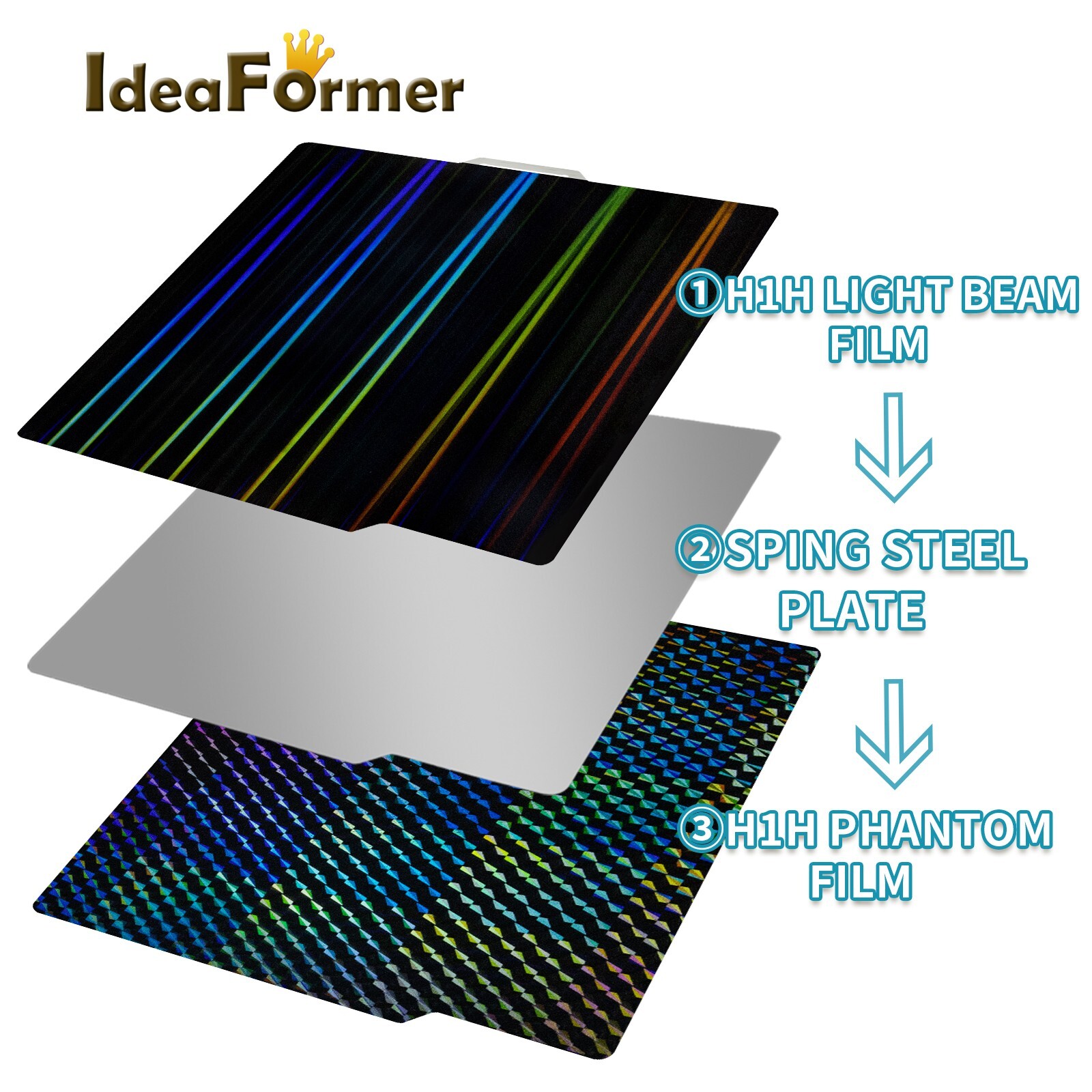 H1H Build Plate 257x257mm Spring Steel Plate for Bambu Lab X1C/X1/P1P ...