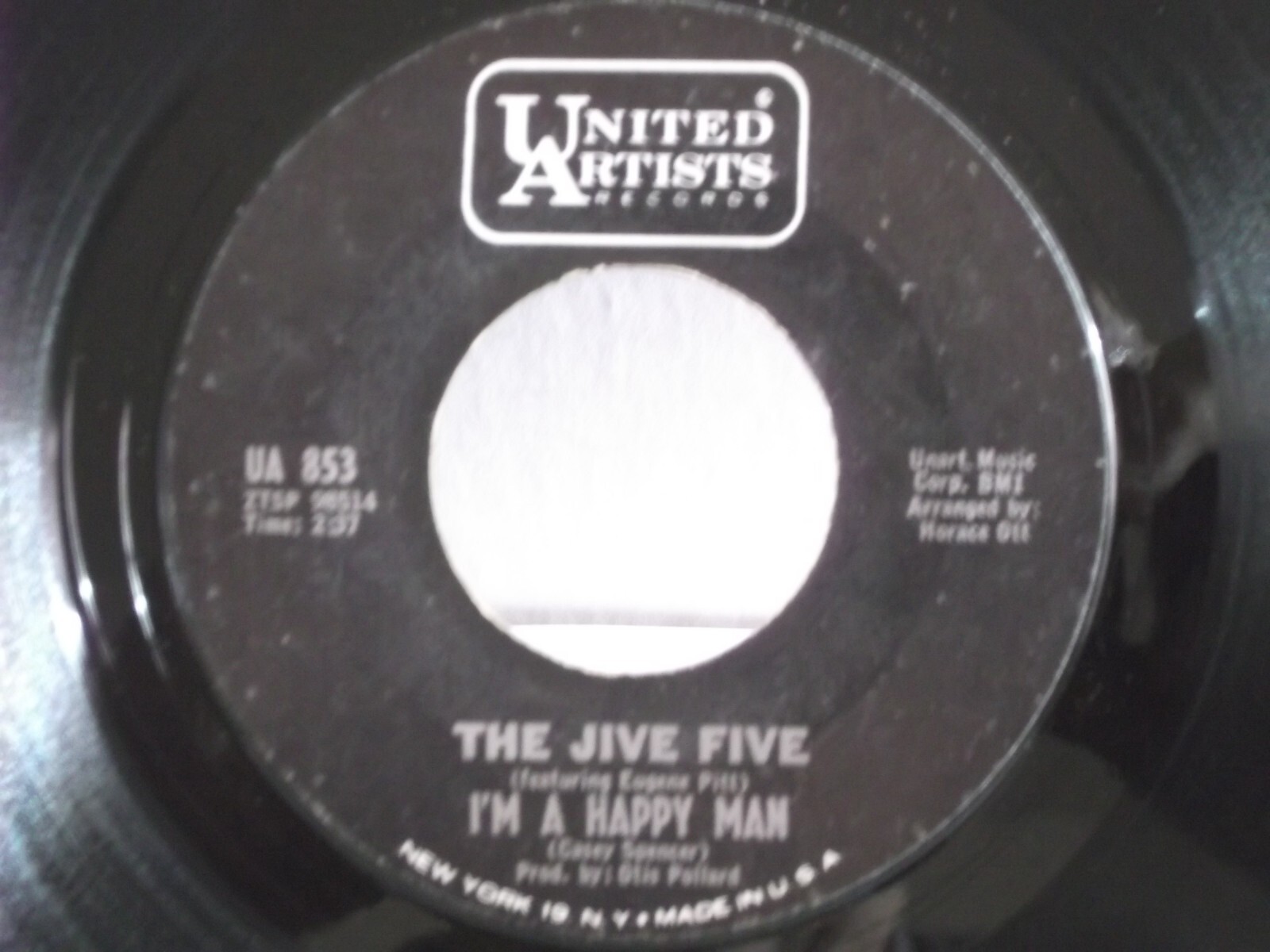 The Jive Five,UA 853,"I'm A Happy Man",US,7" 45,1965 hit soul classic ...