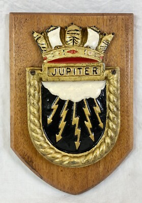 Vintage HMS Jupiter, British Royal Navy, Ship Badge, Crest, Tampion ...