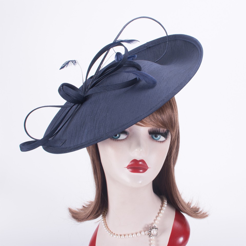 Womens Navy Blue Kentucky Derby Sinamay Fascinator Hat Headband ...