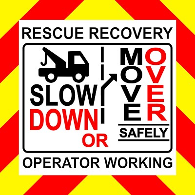 2x Recovery Truck Sticker Vinyl Slow Down Move Over Transit Sprinter ...