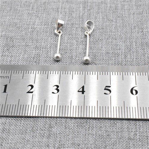 4 Sterling Silver Screw Pinch Bails w/ Bead End 925 Silver Threaded ...
