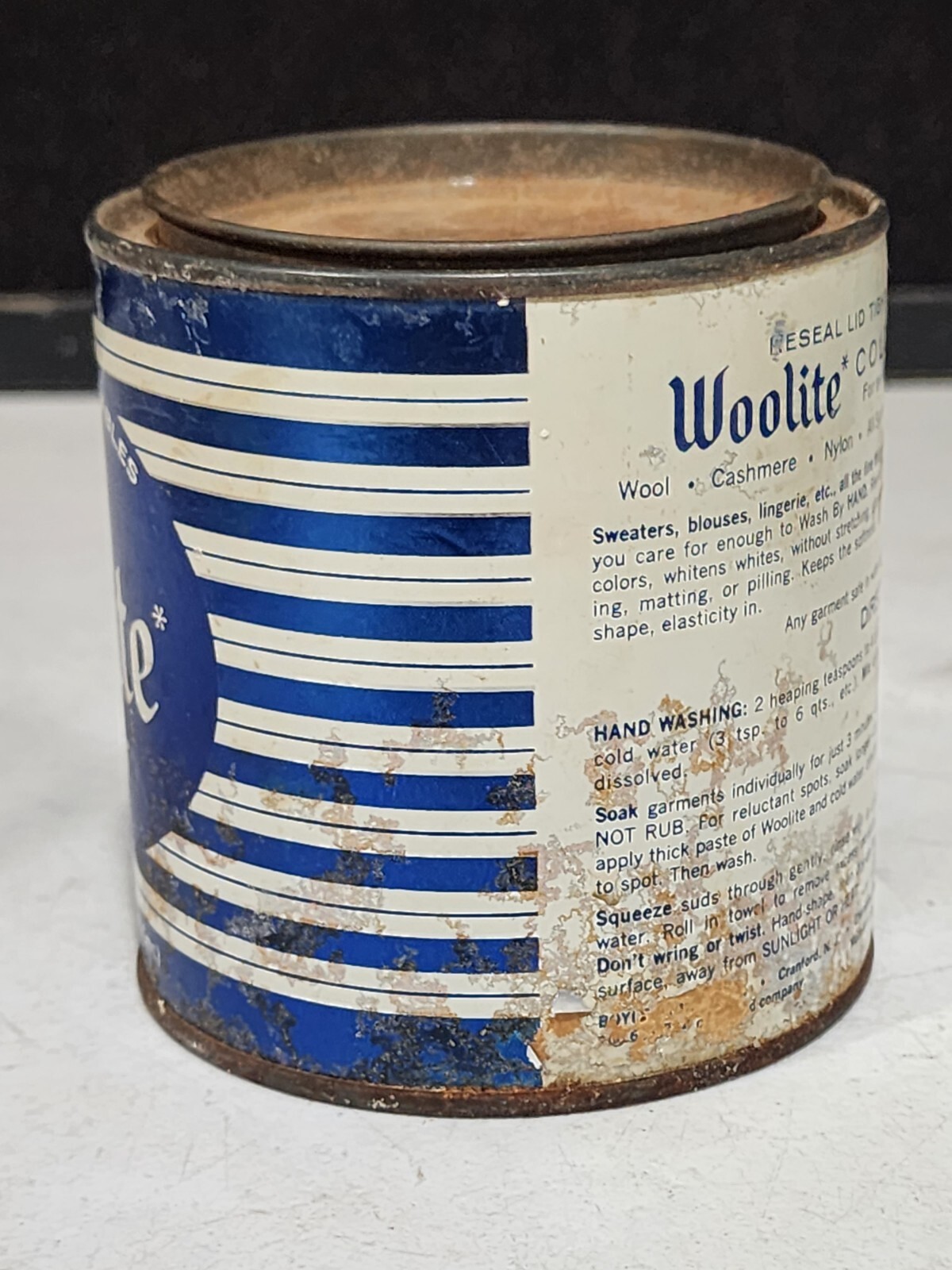 Old Vintage Woolite Cold Water Wash Tin Can w Foil Label 8 OZ | eBay