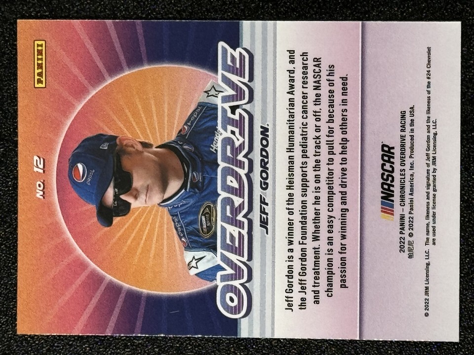 2022 PANINI PRIZM NASCAR OVERDRIVE BASE INSERT #12 JEFF GORDON ...