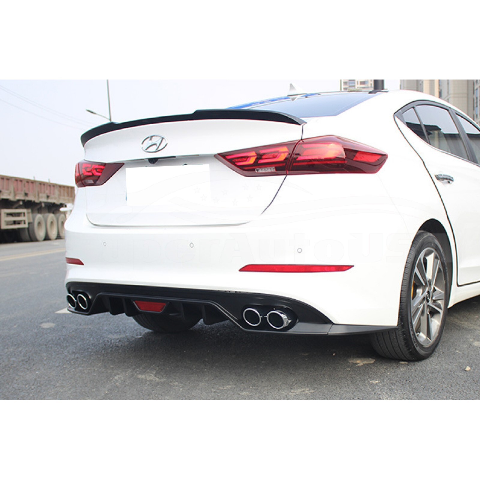 Fits Hyundai Elantra 2016-2018 Texture Black Rear Bumper Lip Diffuser ...