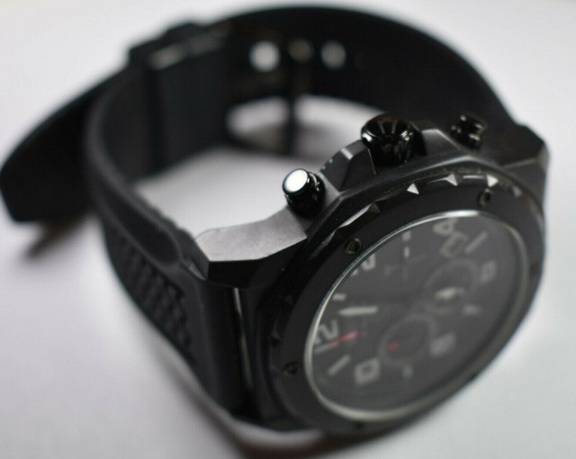 Bulova 98B223 Marine Star Black Dial SS Rubber Chrono Quartz Men's ...