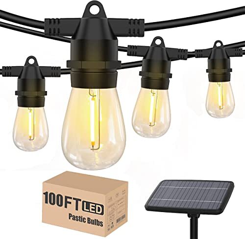 Outdoor Solar String Lights 100 Ft Solar Powered Led String Outdoor ...
