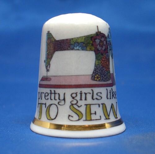 Birchcroft China Thimble -- Pretty Girls Like to Sew -- Free Dome Gift ...