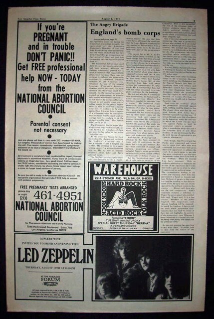 Led Zeppelin IV Zoso Tour The Forum L.A. 1971 Small Poster Type Concert ...
