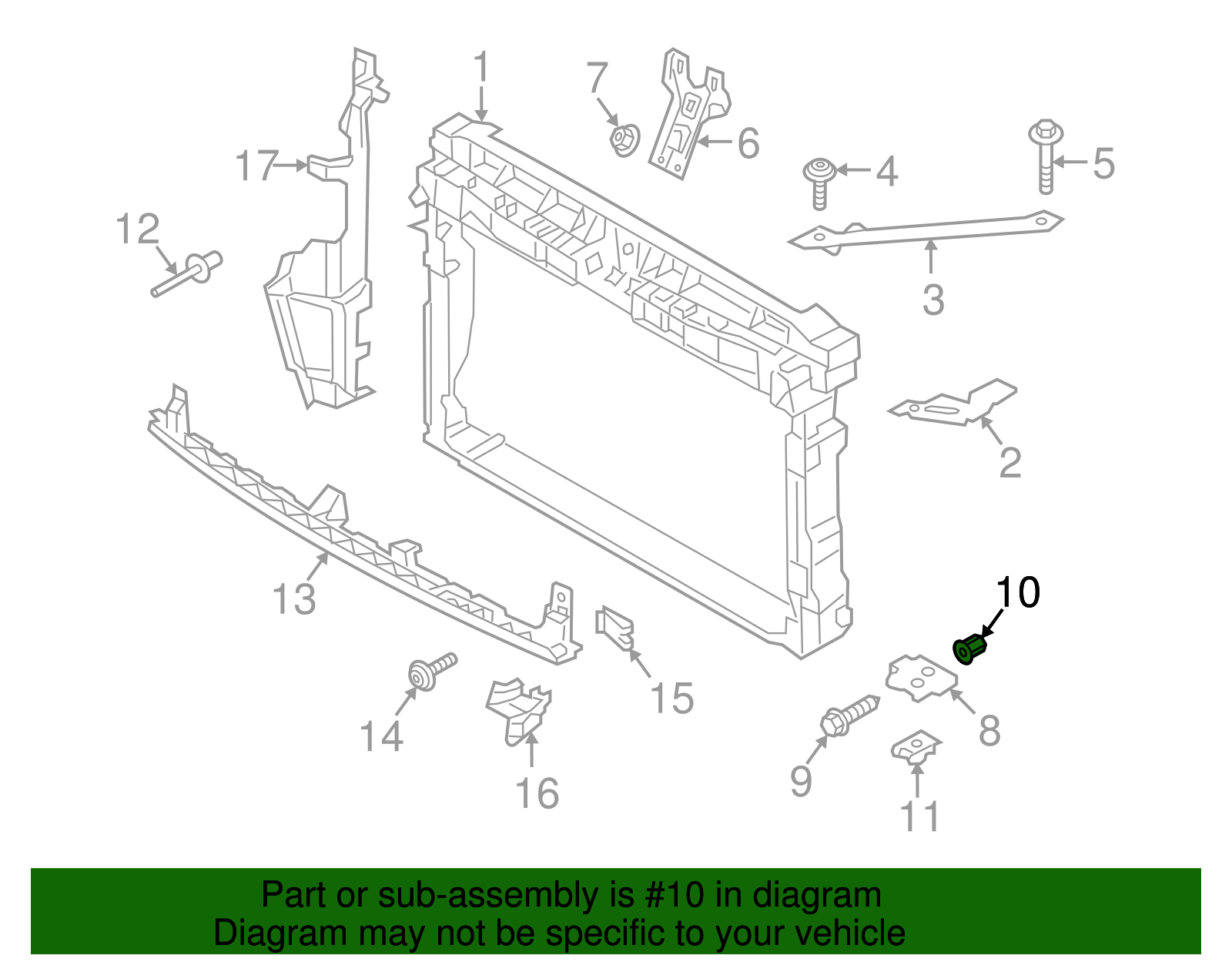 VW Volkswagen OEM 15-16 Golf Radiator Core Support-repair Bracket Nut ...