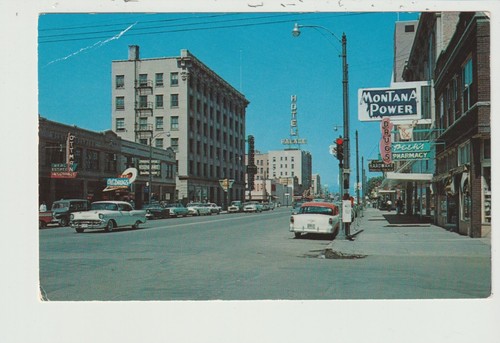 POSTCARD STREET SCENE MONTANA POWER SIGN THE GARDEN CITY MISSOULA ...