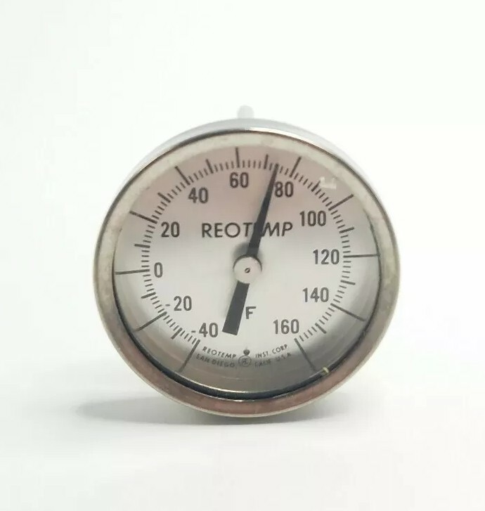 Reotemp Dial Thermometer Bimetal Stainless Steel 5” Stem Model HPointed ...