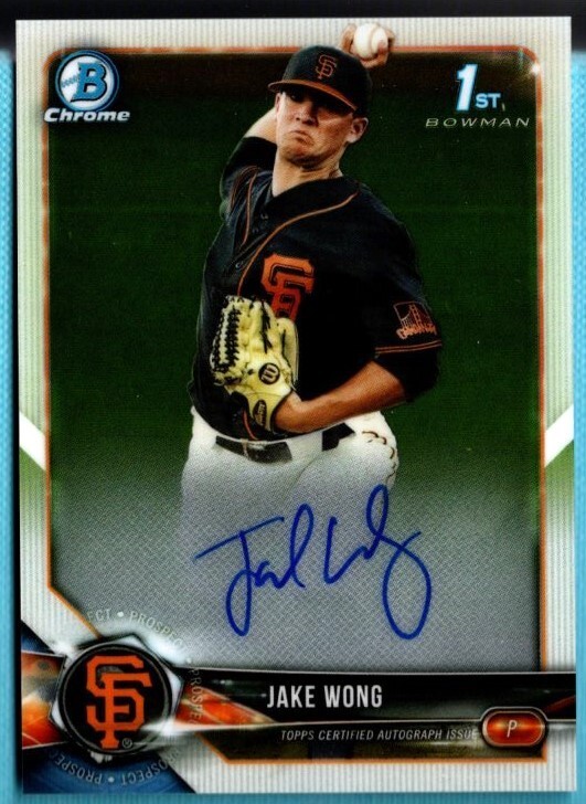 2018 BOWMAN DRAFT Chrome Autograph Auto Jake Wong Card # CDA-JW | eBay