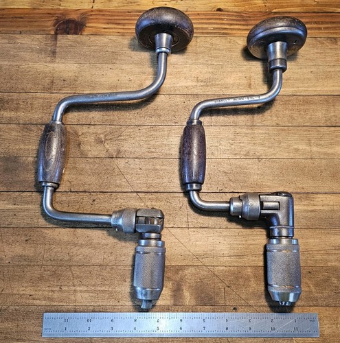 Vintage Hand Drill Auger Bit Brace SET • STANLEY WOODWORKING TOOLS ☆USA ...