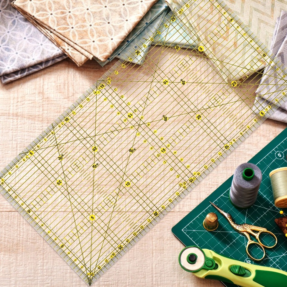 Quilters Ruler Slotted Quilting DIY Sewing Tool Fabric Cutting | eBay