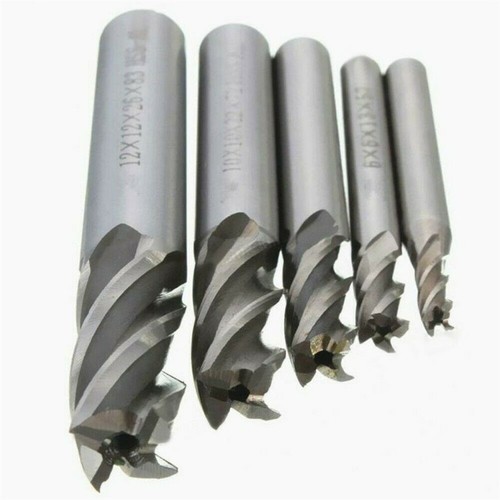4 Flutes End Mill 4-12mm 5 Pcs/set Bit Carbide High Speed Steel Hot ...