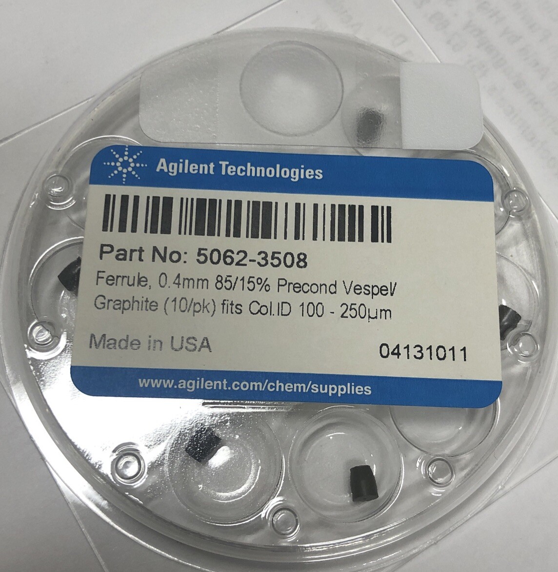 Agilent 5062-3508 Ferrule, 0.4 mm ID, Graphite/Vespel , 10pk- NEW (A1 ...