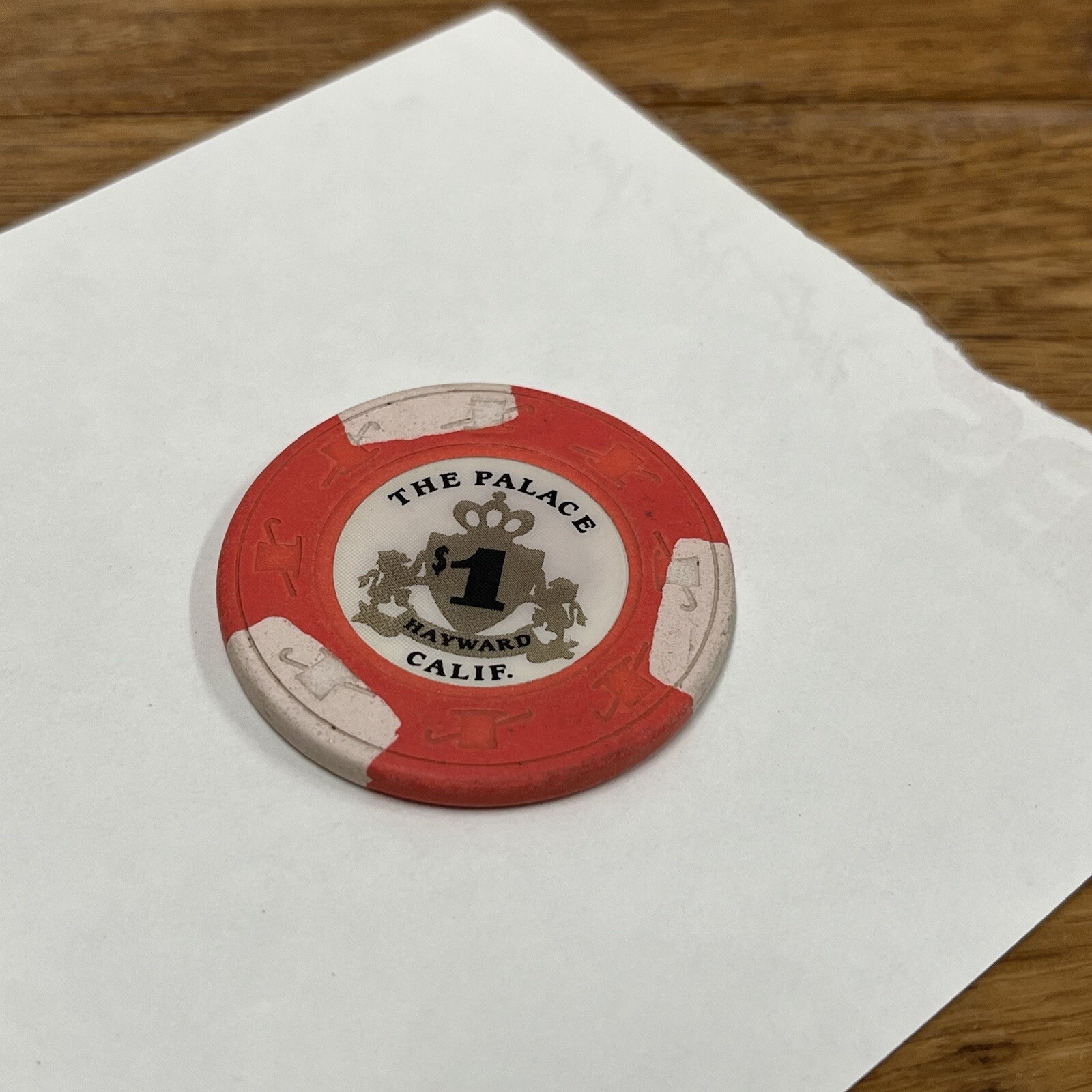 1 Single Paulson Casino Poker Chip Top Hat And Cane $1 Red White The ...