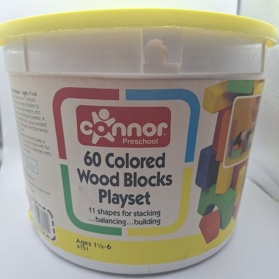 Preschool Wooden Block Playset Crafts Shapes Balancing Build Stack ...