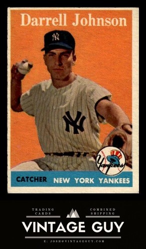 1958 Topps #61a 61 Darrell Johnson Name in white letters New York ...