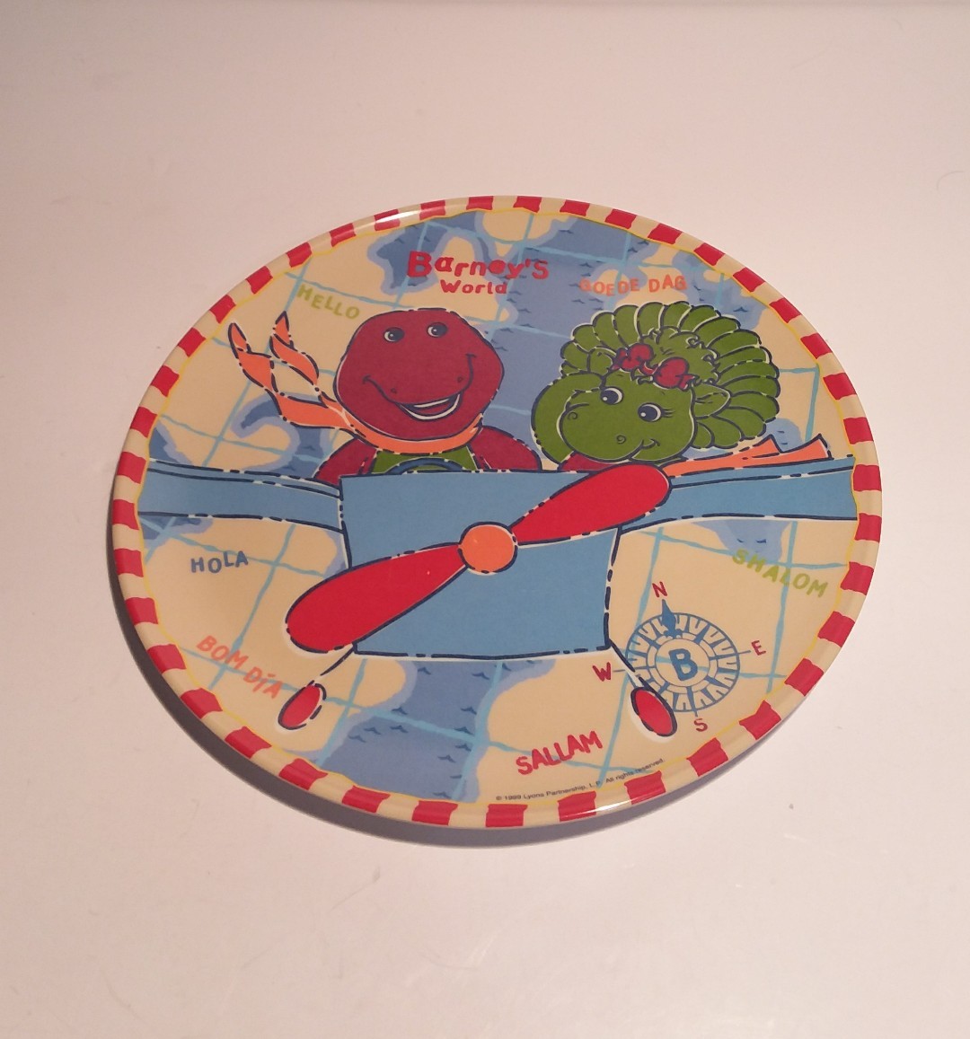 Barneys World Plate Barney Baby Bop Airplane Plastic 7 7/8 Inch Zak ...