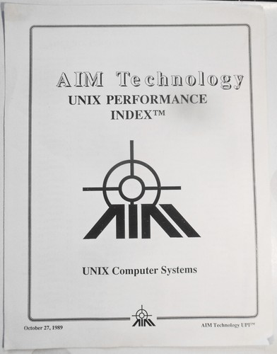 UNIX Performance Index, by AIM Technology. October 27, 1989 | eBay