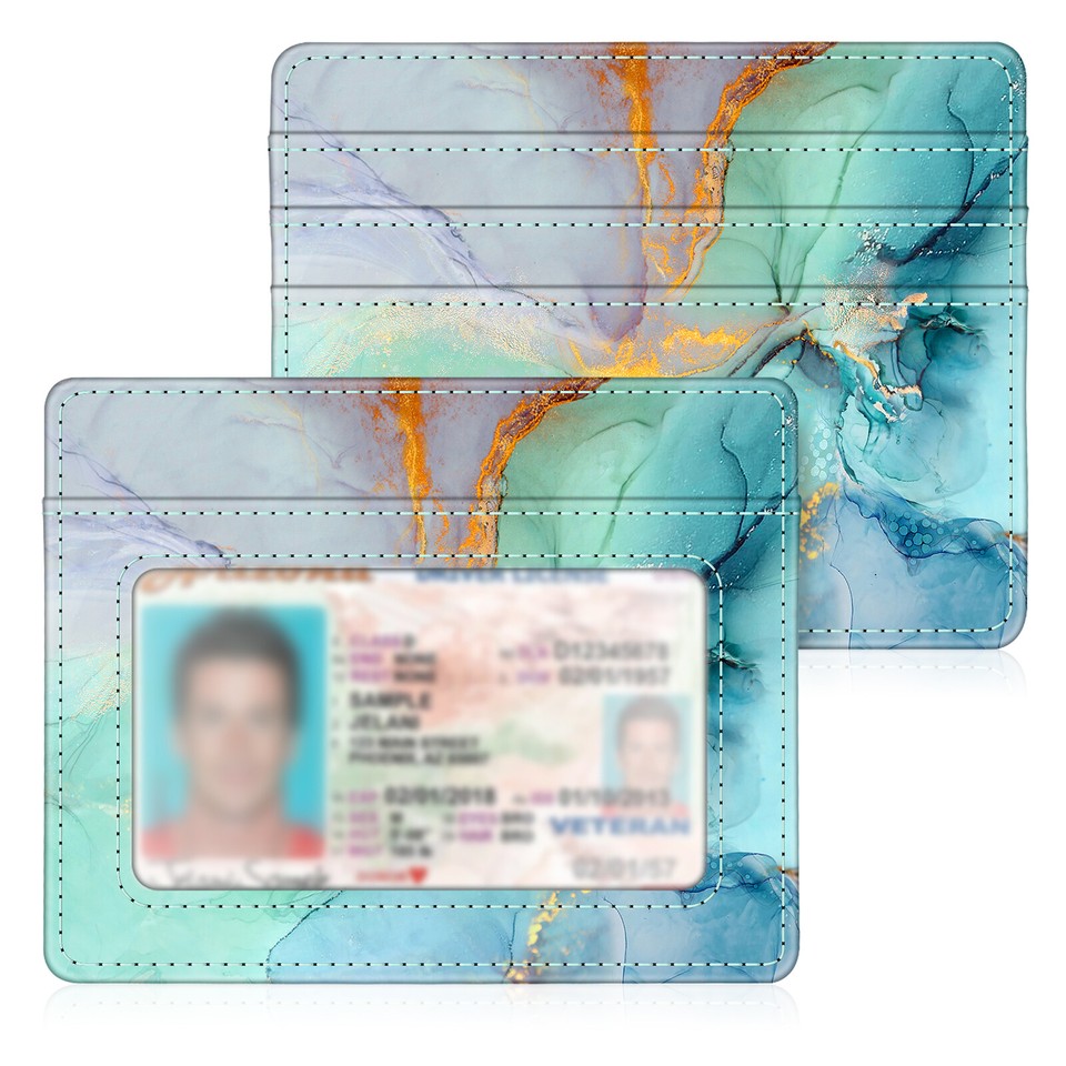 Credit Card Holder Case Sleeve with ID Window [RFID Blocking] Leather ...