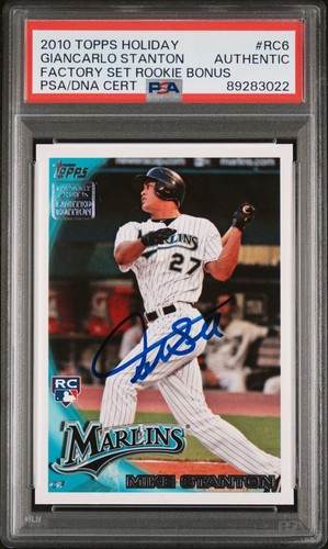 GIANCARLO MIKE STANTON ROOKIE BONUS 2010 TOPPS HOLIDAY PSA/DNA SIGNED ...