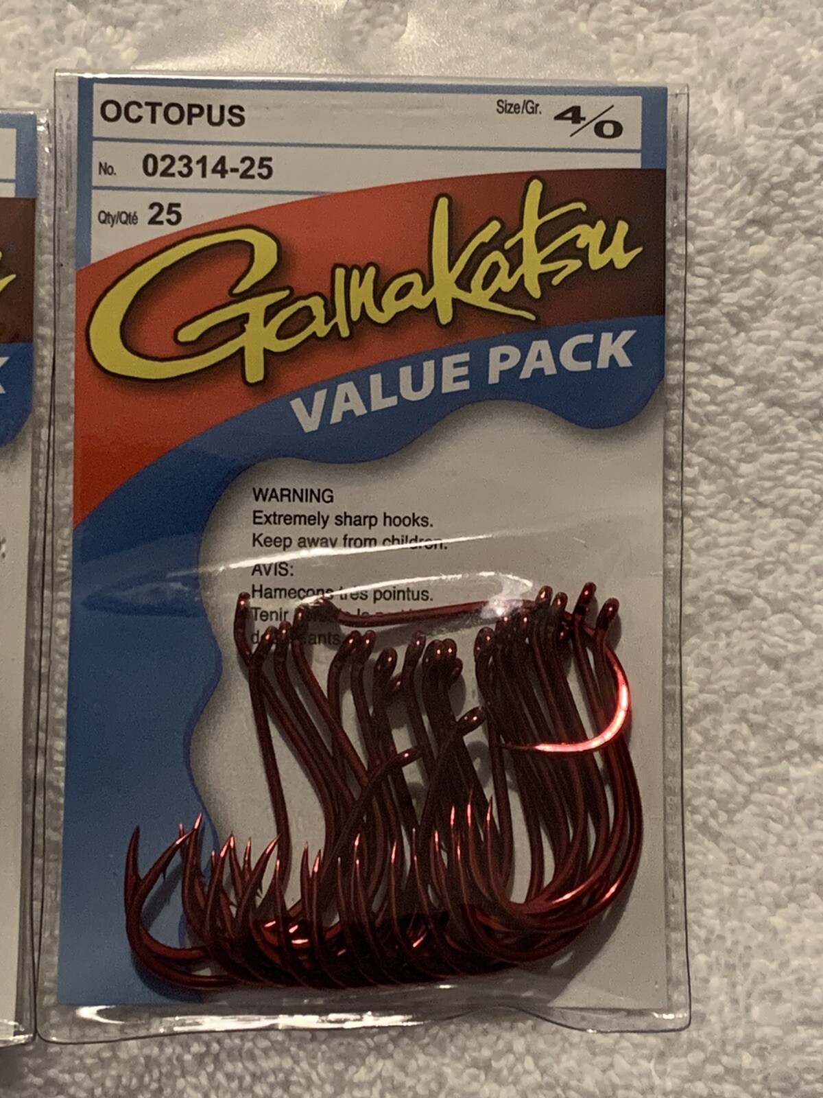 (LOT OF 2) GAMAKATSU OCTOPUS HOOKS 4/0 RED VALUE PACKS. 25 PER PACK 50 ...