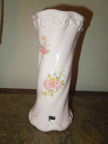 PORCELAIN MUSIC BOX, FLOWER VASE, PINK, 10 INCH | eBay