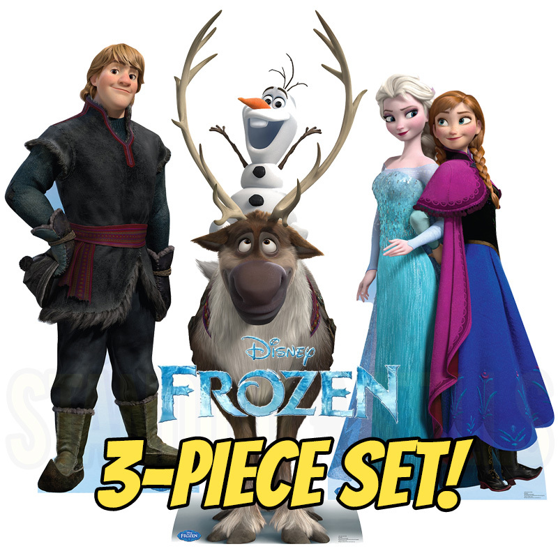 FROZEN 3-PC SET Anna Elsa Kristoff Olaf Sven CARDBOARD CUTOUT Standee ...