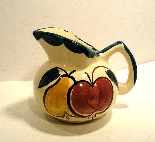 Antique Purinton Pottery Apple and Pear Pattern Creamer / Small Pitcher ...