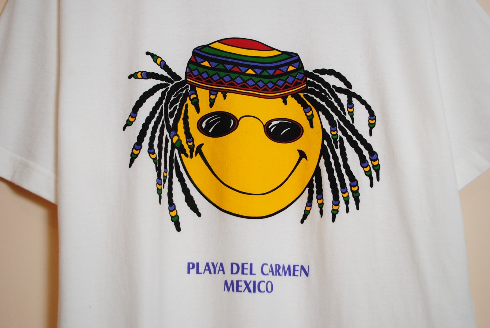 Playa Del Carmen Mexico Rasta Smile Vintage 90's T-Sh… - Gem