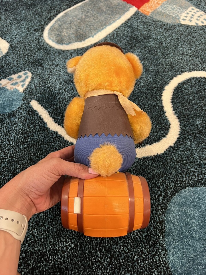 Vintage Alps Japan Battery Operated Drinking Bear on Barrel -Father’s ...