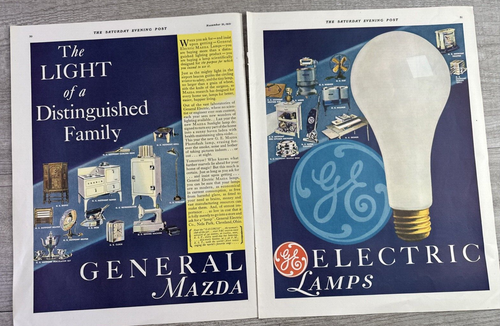 1931 Sat Eve Post Print Ad GE MAZDA LAMPS The Light Of A Distinguished ...