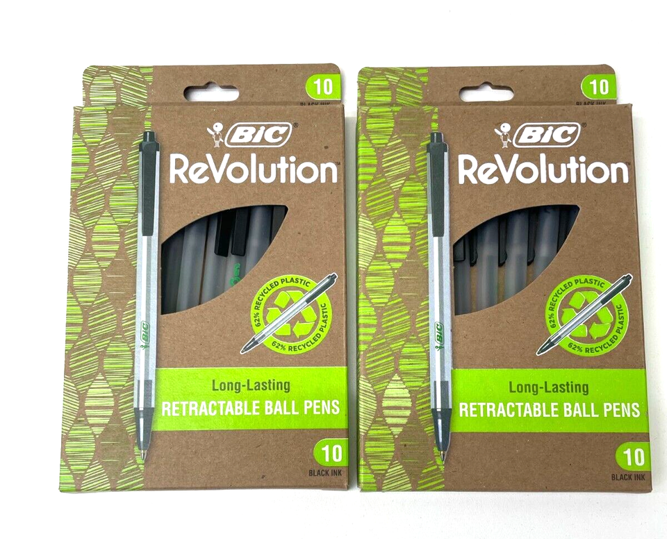 BIC Revolution Clic Stic Ballpoint Pens, Black, Medium Point, 20 Pack ...