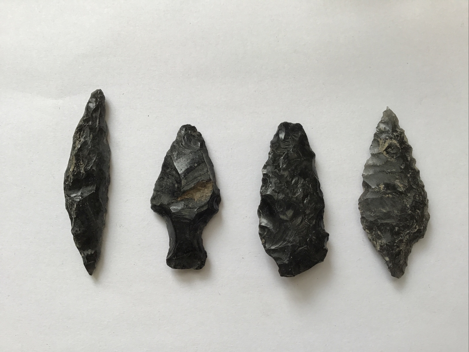 lot of 4 native american indian arrowheads obsidian pre columbian flint ...
