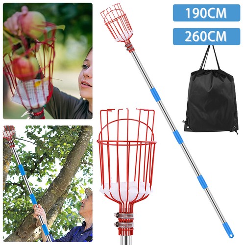 Fruit Picker Stick with Telescoping Pole Stainless Steel Fruit Picker ...